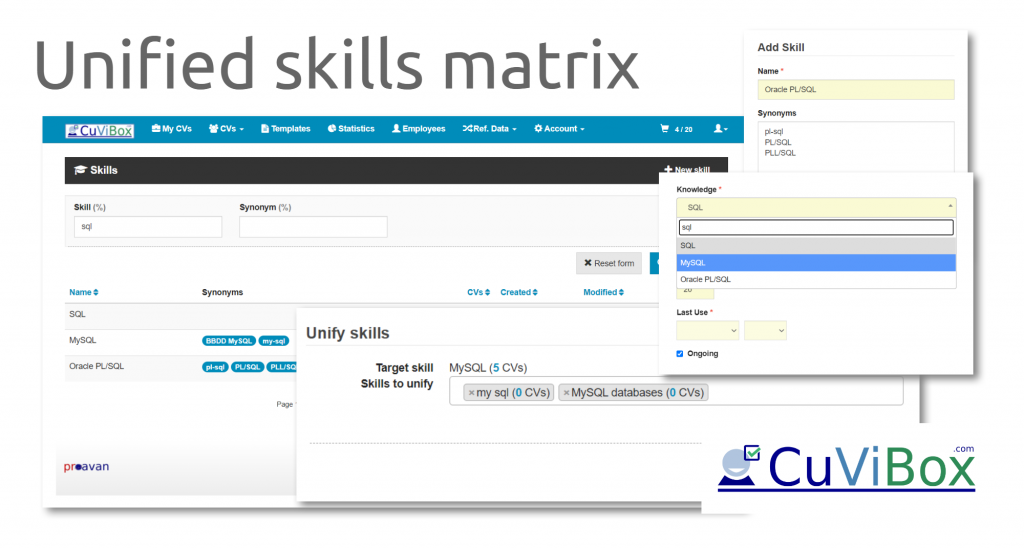 Skills matrix in CuViBox - CuViBox - Curriculum Vitae Management